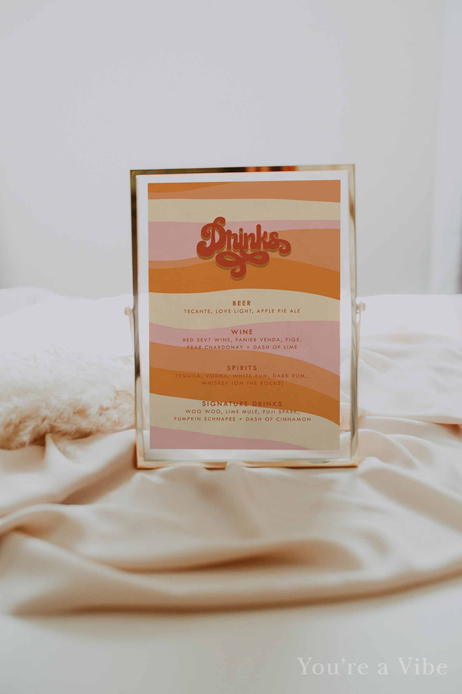 Retro 1970s Bar Menu, Groovy Drink Menu, Retro Wedding & Bachelorette ...