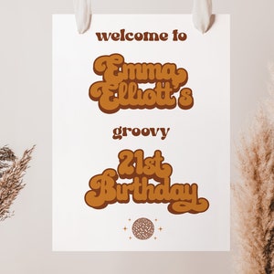 70s Groovy Birthday Party Sign Groovy Birthday Welcome Sign - Etsy