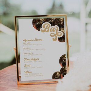 Gold Disco Birthday Drink Menu, Gold 70s Disco Party Menu, Gold 1970s ...