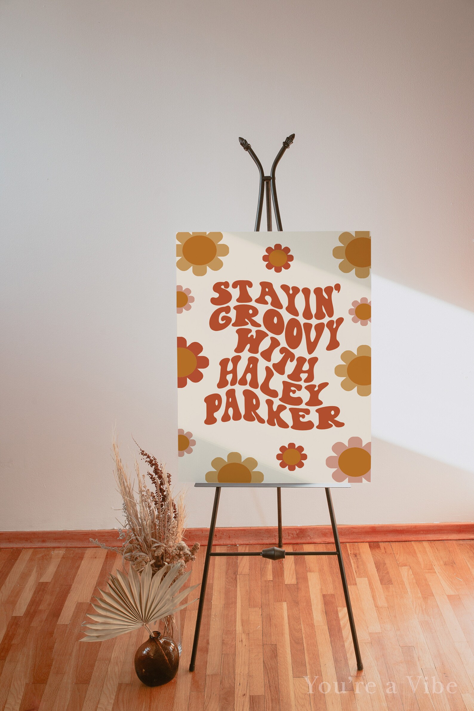 70s Daisy Birthday Party Flower Sign. Boho Retro Groovy Floral 70's ...