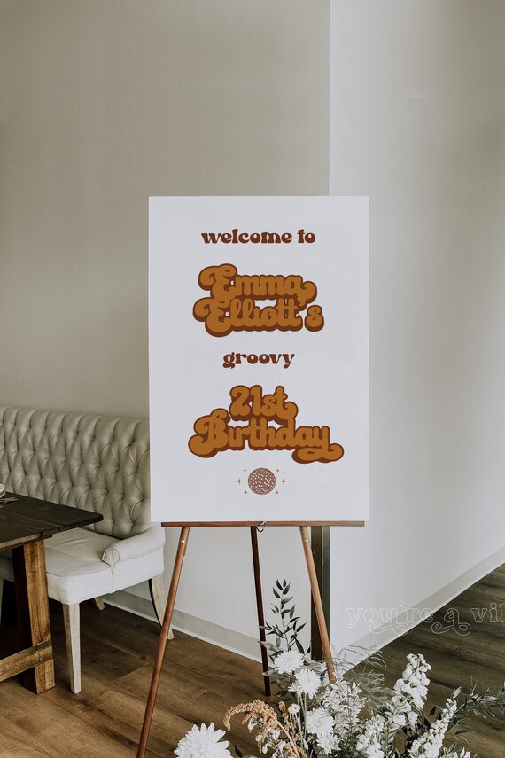70s Groovy Birthday Party Sign Groovy Birthday Welcome Sign | Etsy