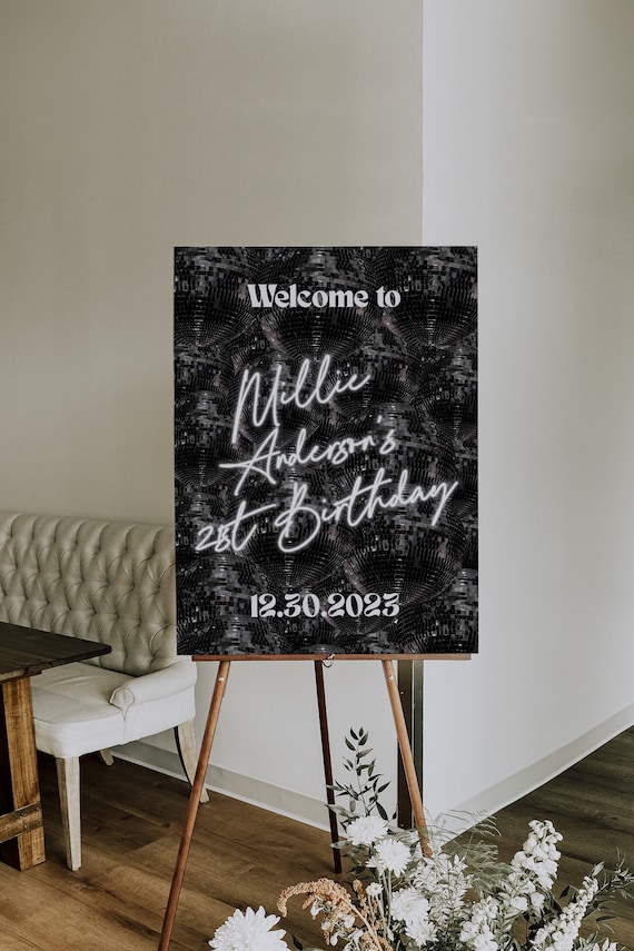 Disco Ball Welcome Sign 70s Retro Party Welcome Sign Groovy - Etsy