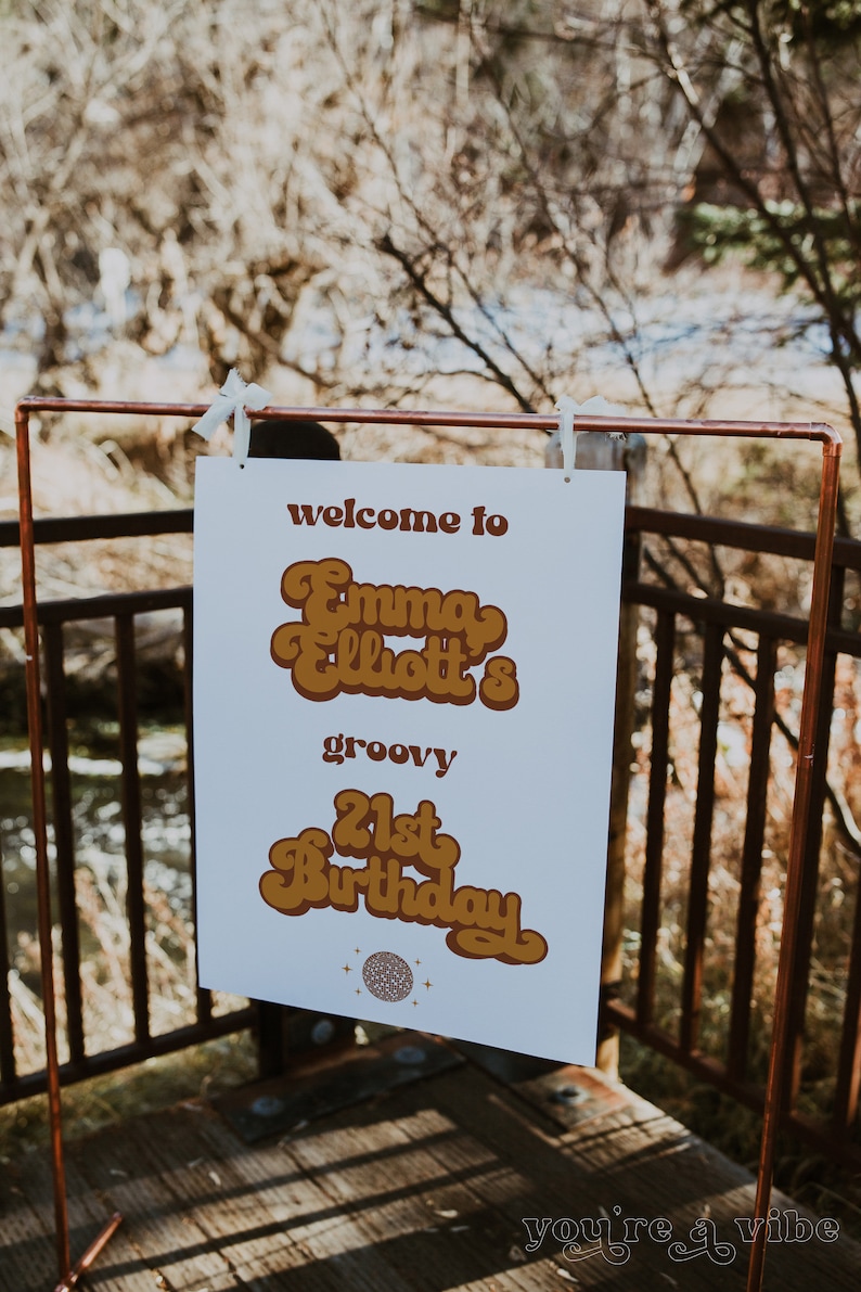 70s Groovy Birthday Party Sign Groovy Birthday Welcome Sign - Etsy
