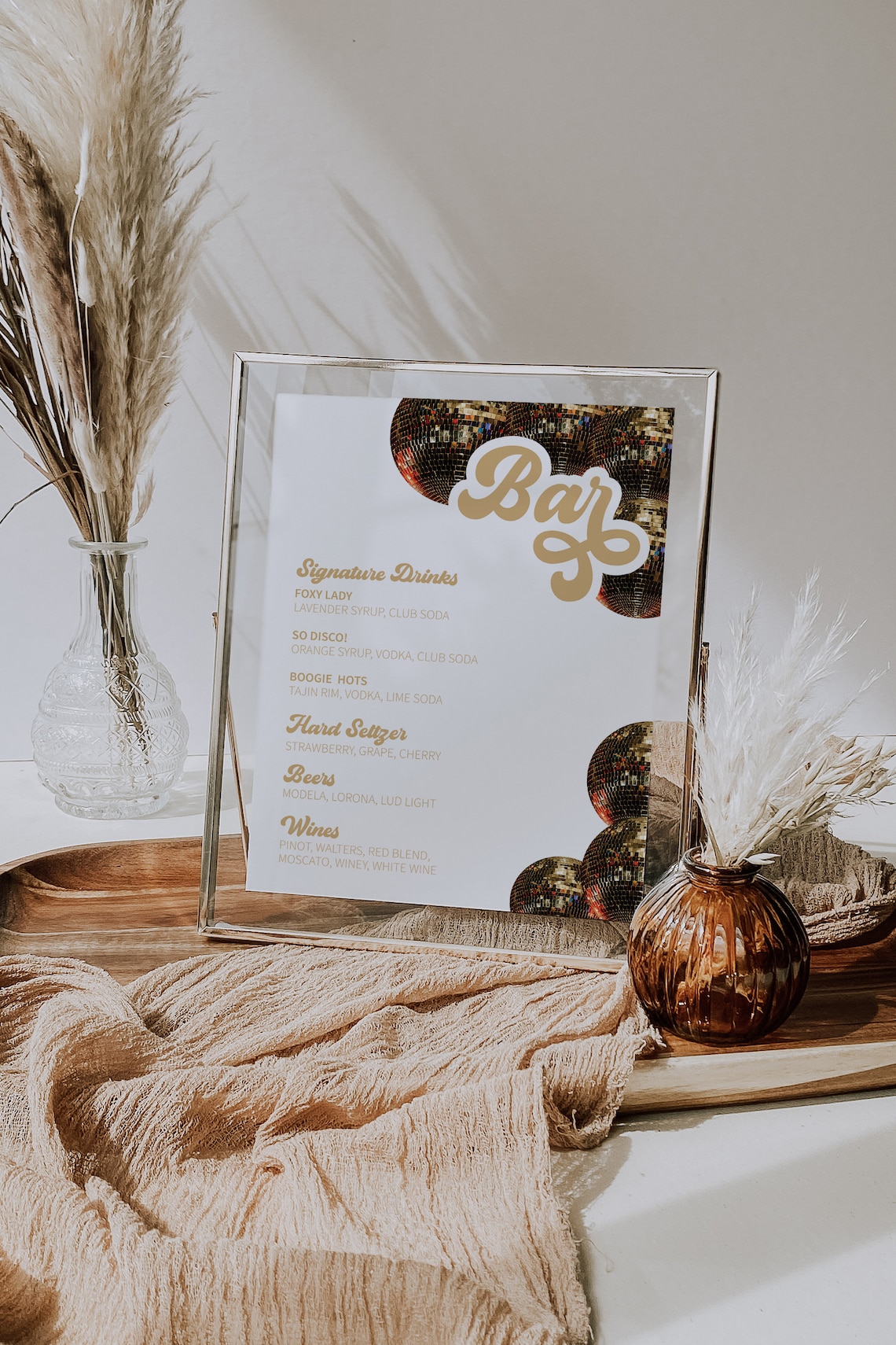 Gold Disco Birthday Drink Menu Gold 70s Disco Party Menu - Etsy