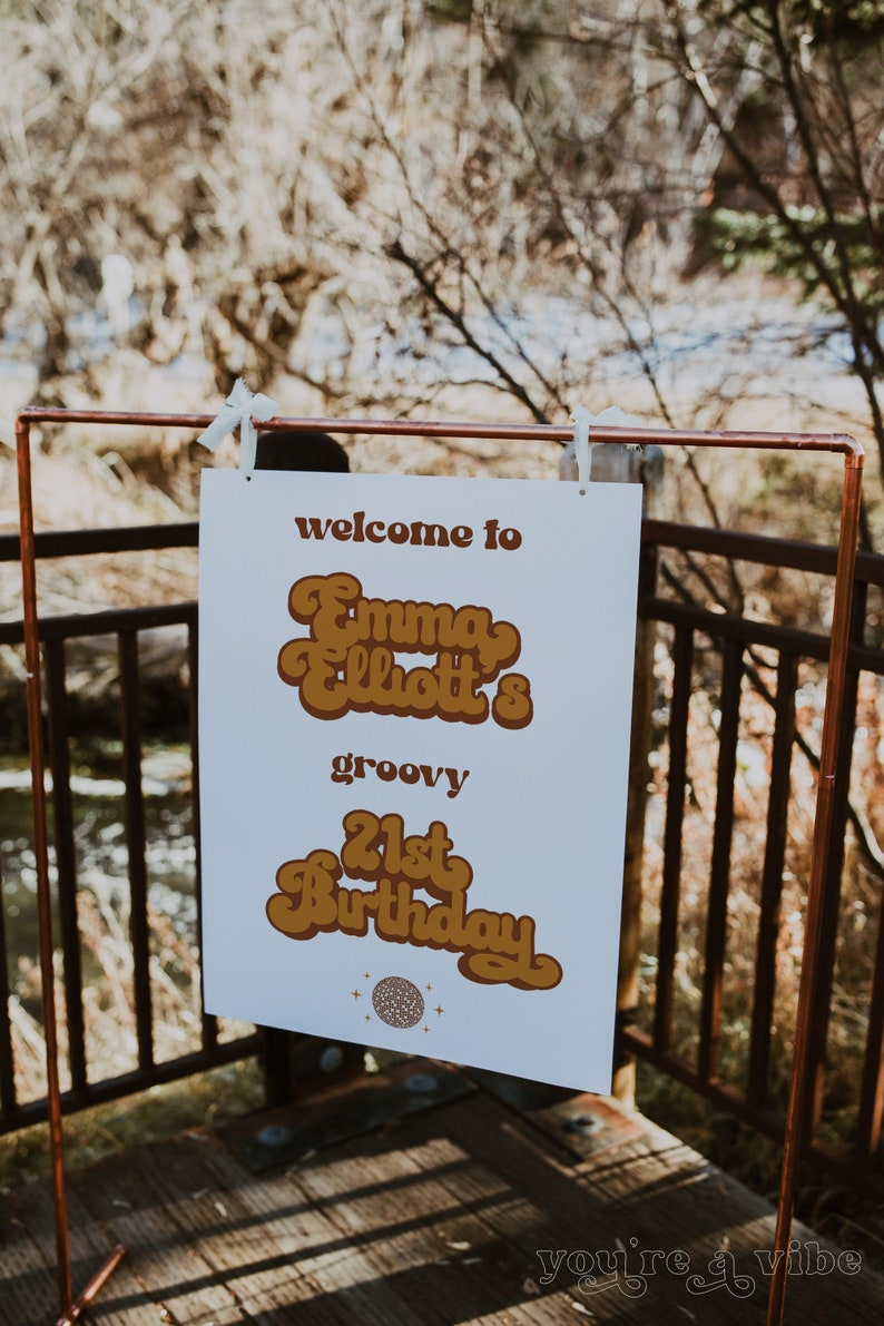 70s Groovy Birthday Party Sign Groovy Birthday Welcome Sign - Etsy