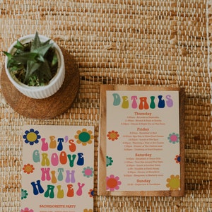 Groovy Retro Bachelorette Invitation, Hippie Bachelorette Weekend, 70s ...