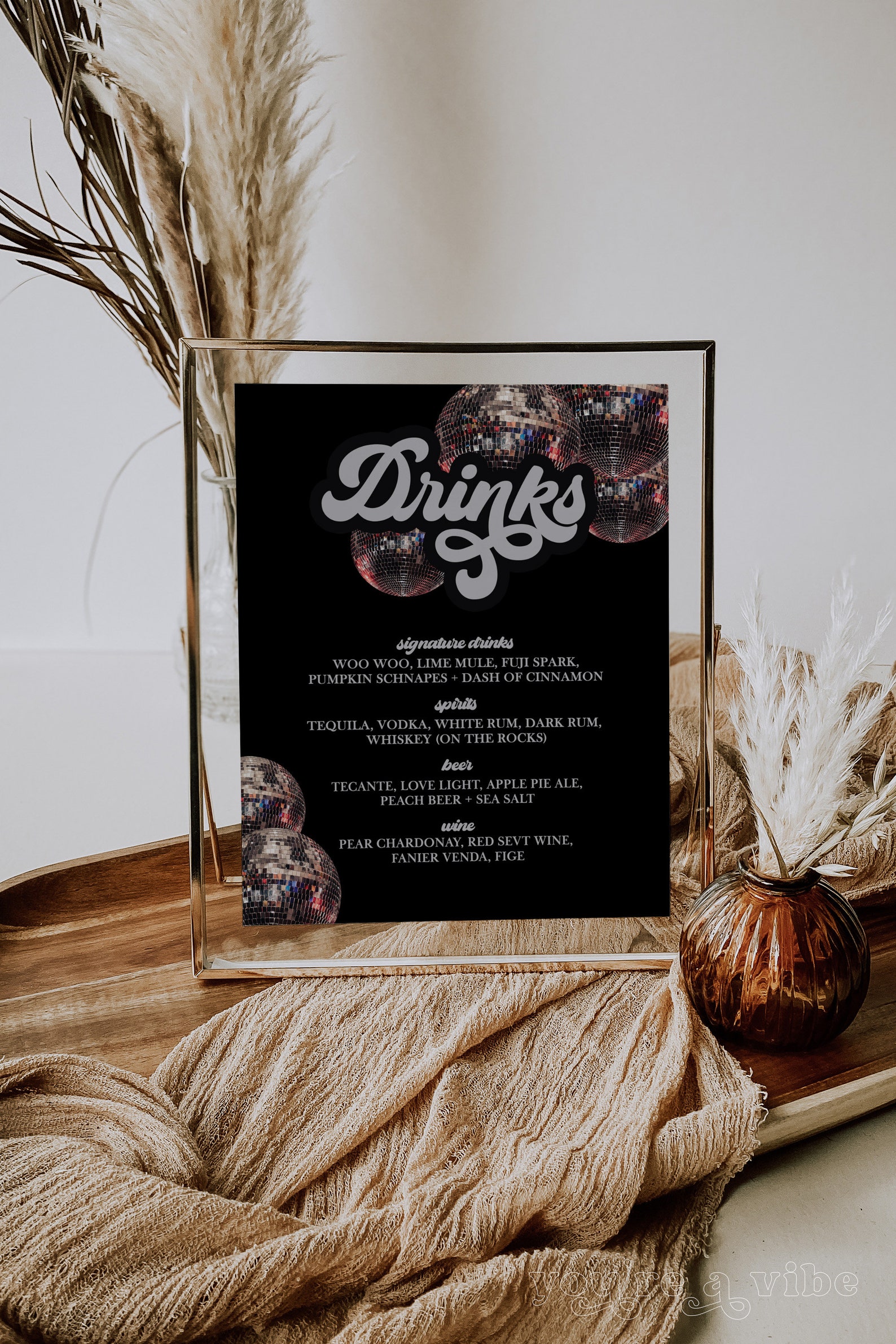 Disco Birthday Drink Menu 70s Disco Party Menu 1970s Groovy - Etsy