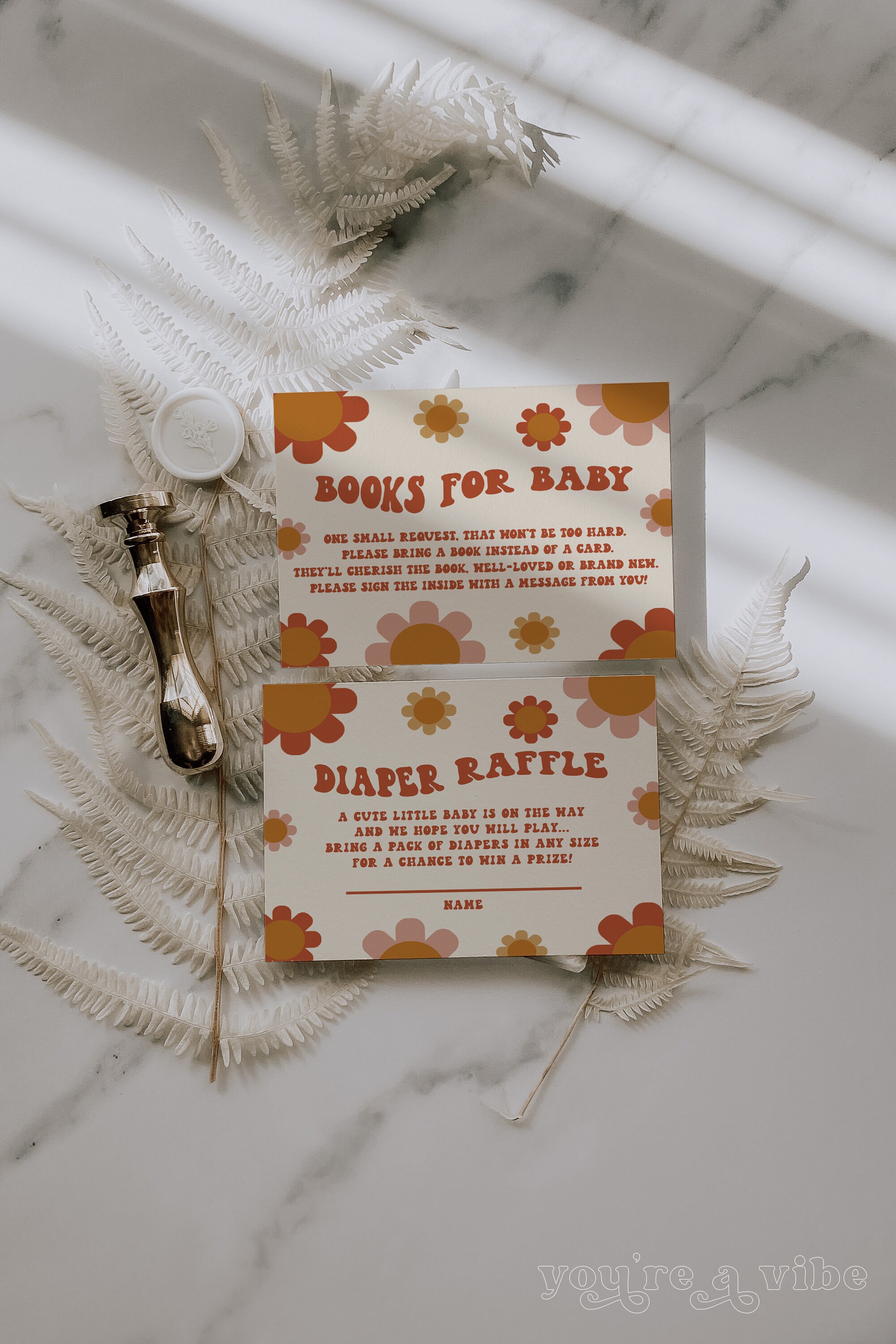 70s Groovy Flower Baby Shower Invitation Set (JPG/PDF) - Etsy