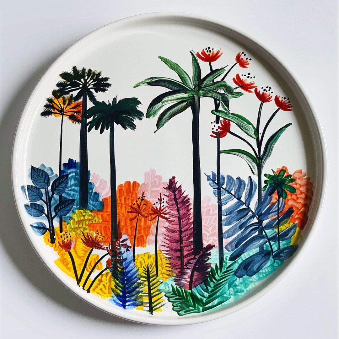 Custom Dinner Plate Set With Hand-painted Jungle Patterns Dinner Plates ...