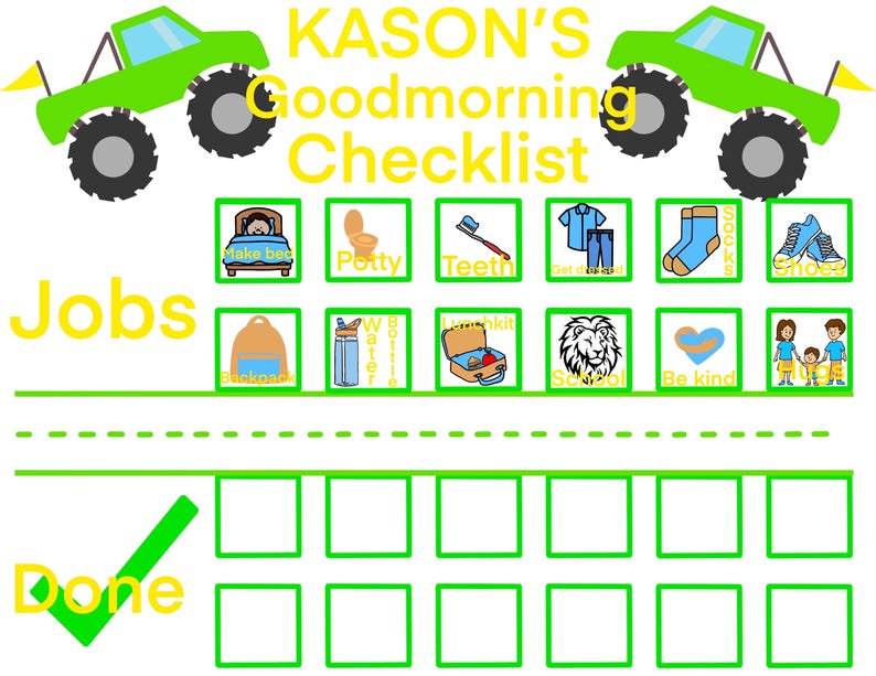 Goodmorning Checklist for Kids - Etsy