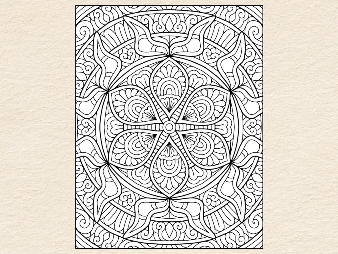 100 Floral Mandala Coloring Pages: Meditative Flower Designs (PDF) - Etsy