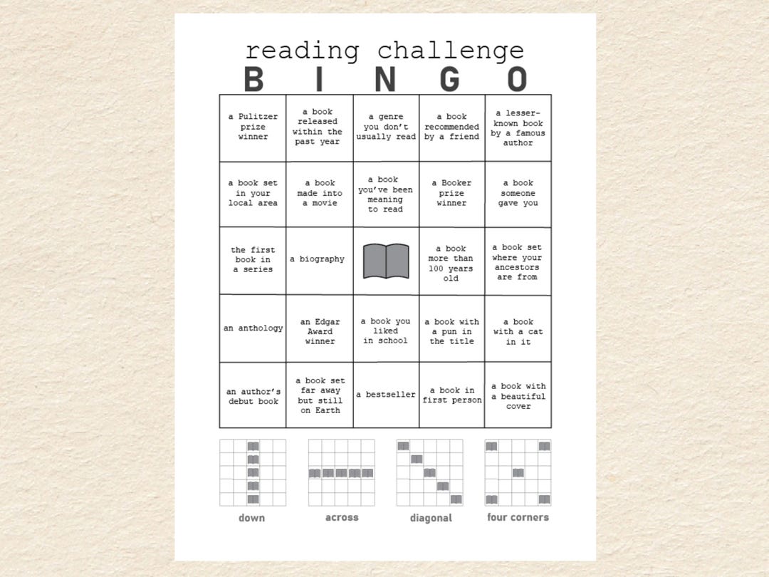 Book Bingo Reading Challenge: Printable Game (PDF Download) - Etsy