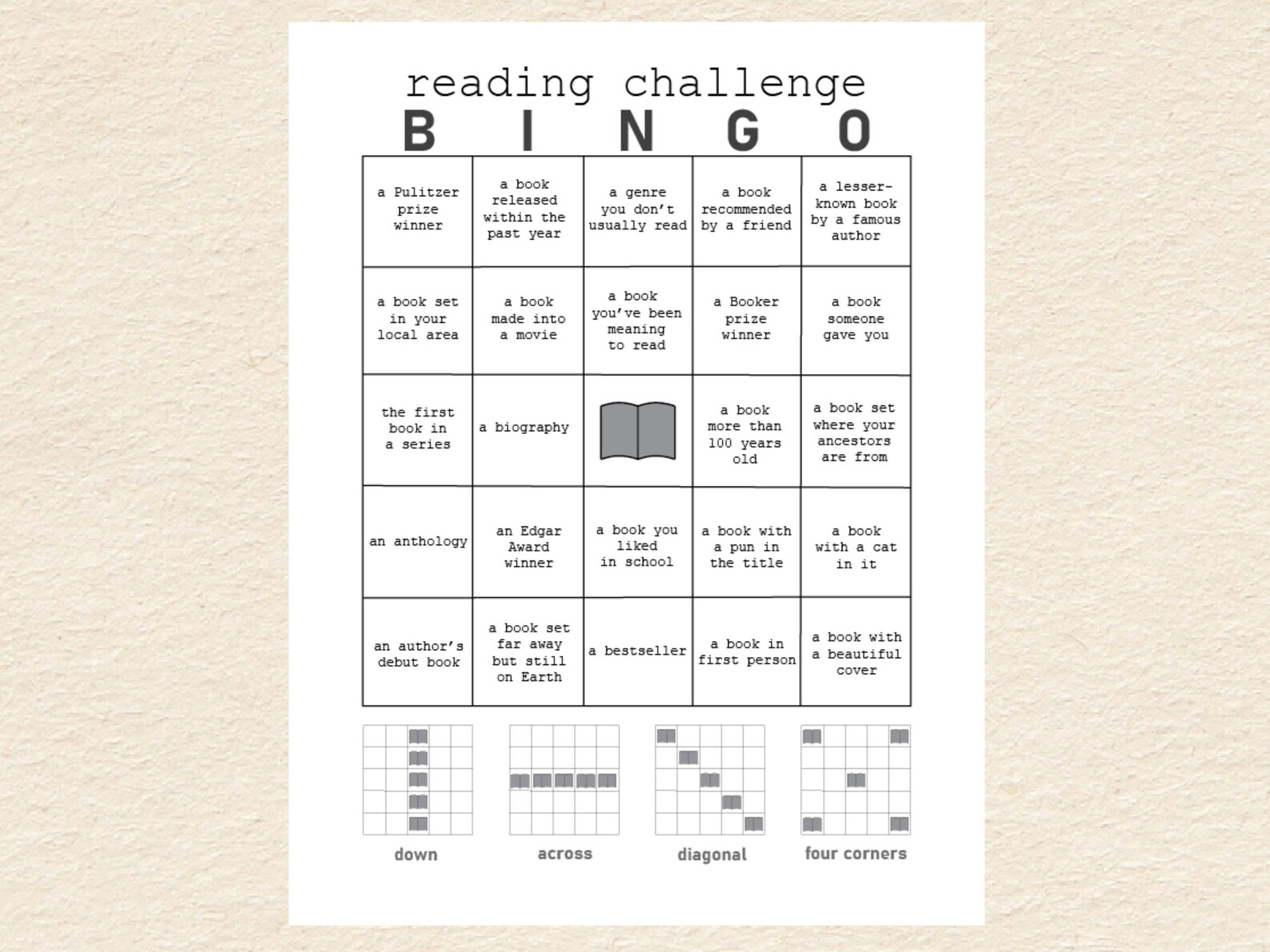 Book Bingo Reading Challenge / Printable Readable Challenge PDF / Book ...