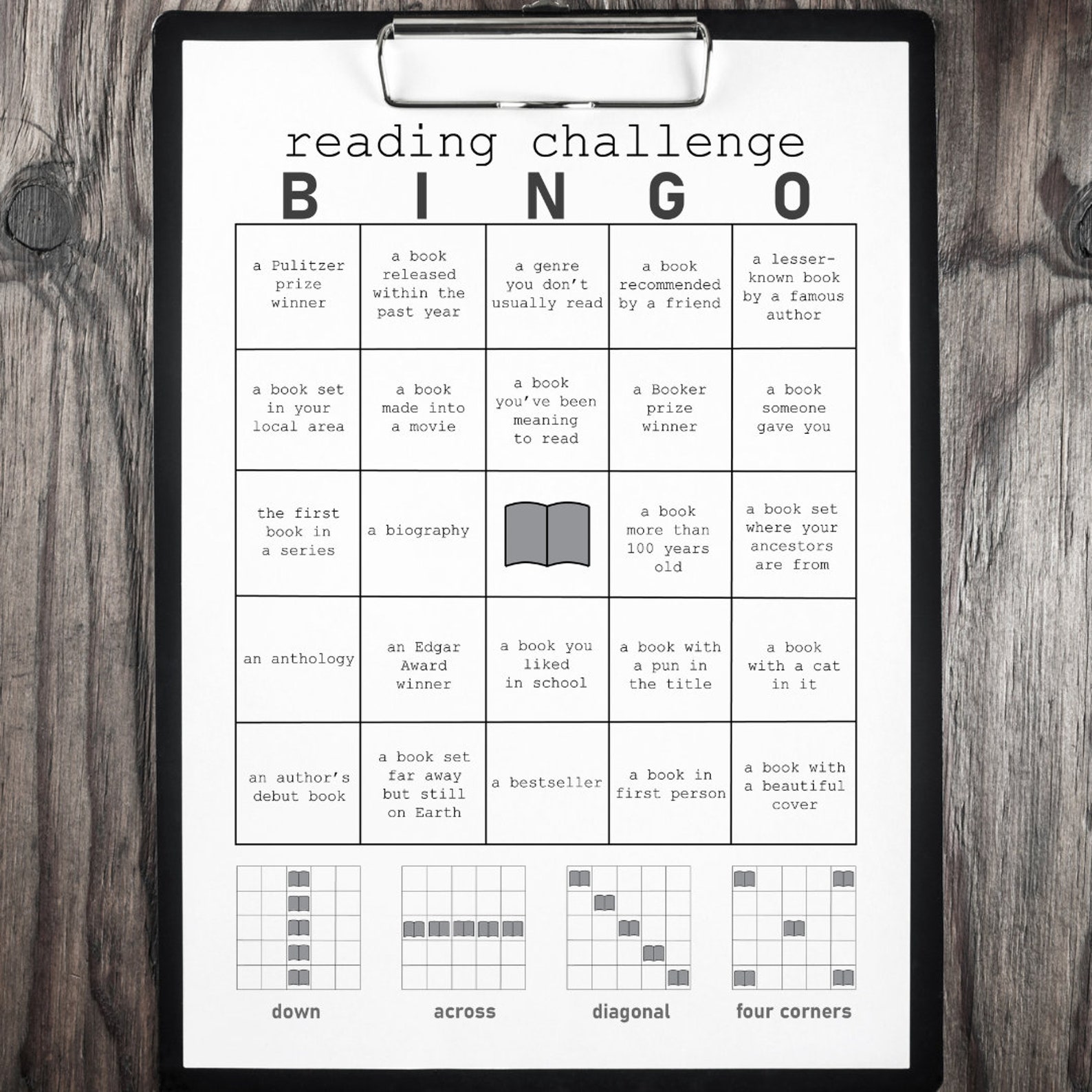 Book Bingo Reading Challenge: Printable Game (PDF Download) - Etsy