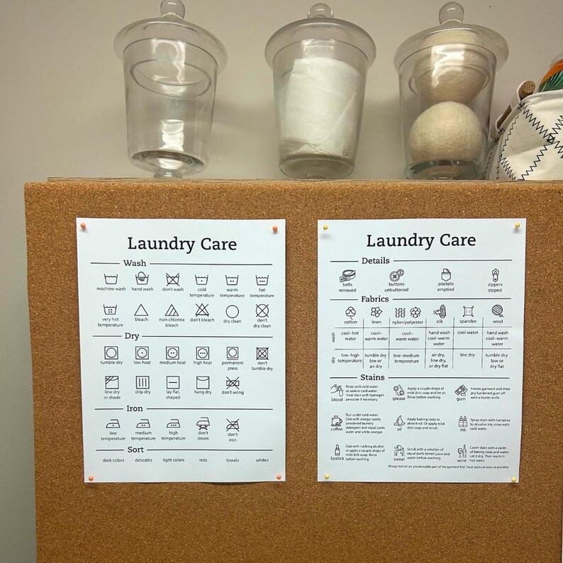 Laundry Symbol Guide Prints: Stain Removal Chart (PDF & SVG ...