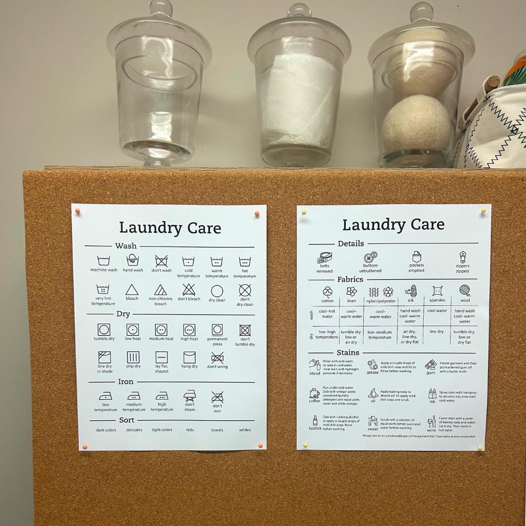 Laundry Symbol Guide Prints: Stain Removal Chart (PDF & SVG ...