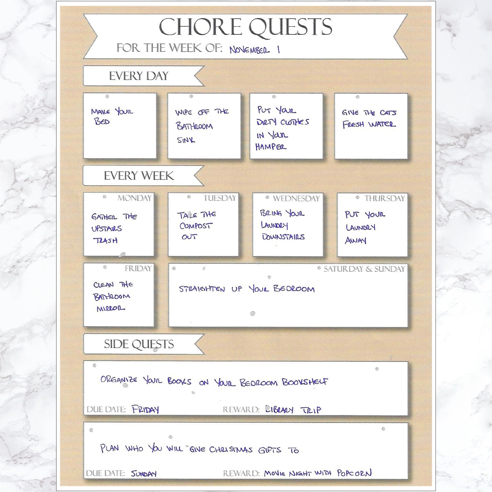 Chore Chart, Quest Style - Etsy