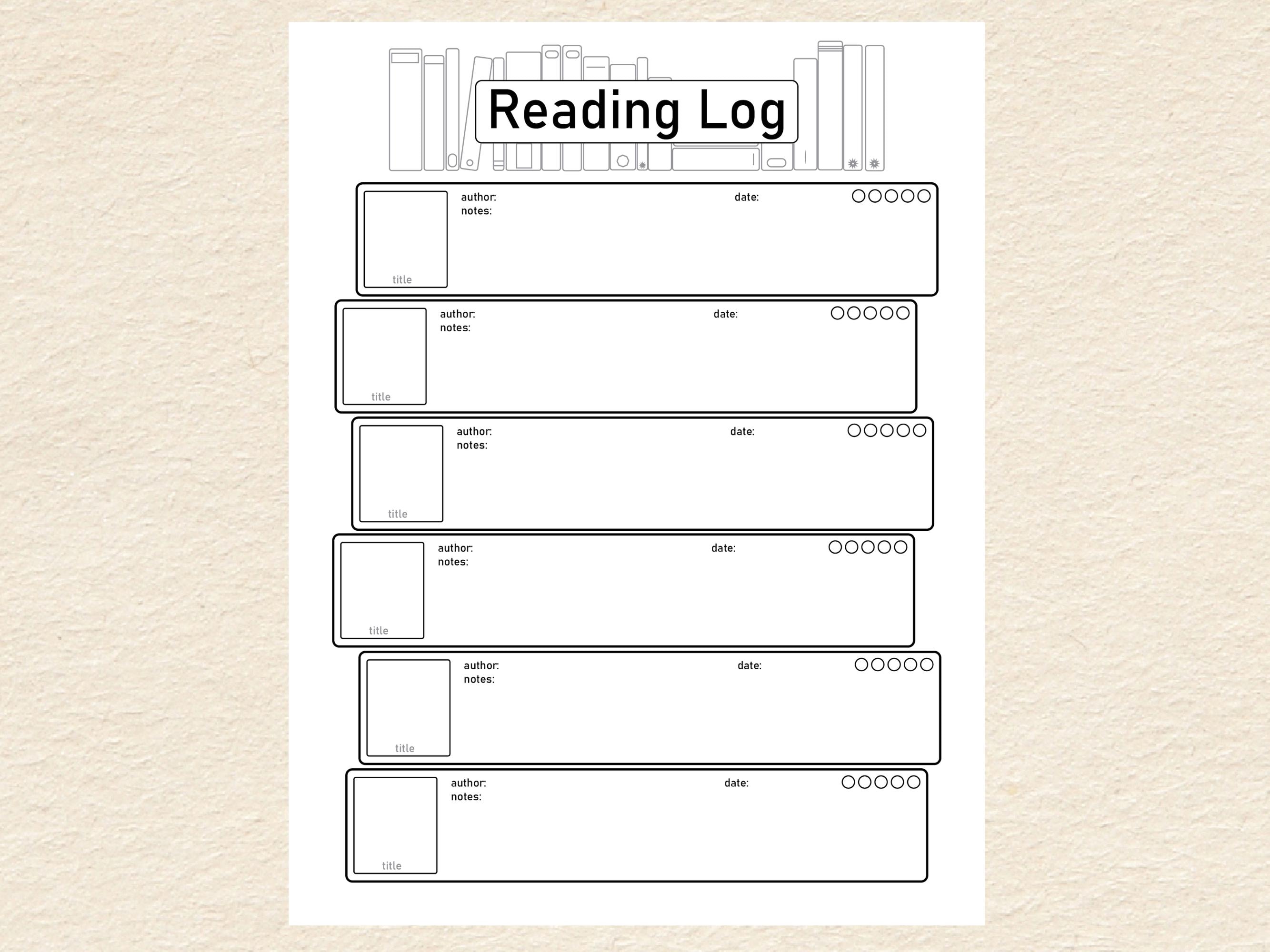 Printable Book Tracker: Reading Log With Rating System (digital ...