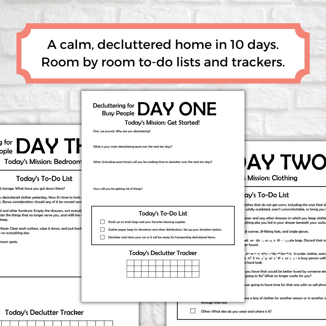 Decluttering for Busy People Downloadable PDF / Decluttering Planner ...