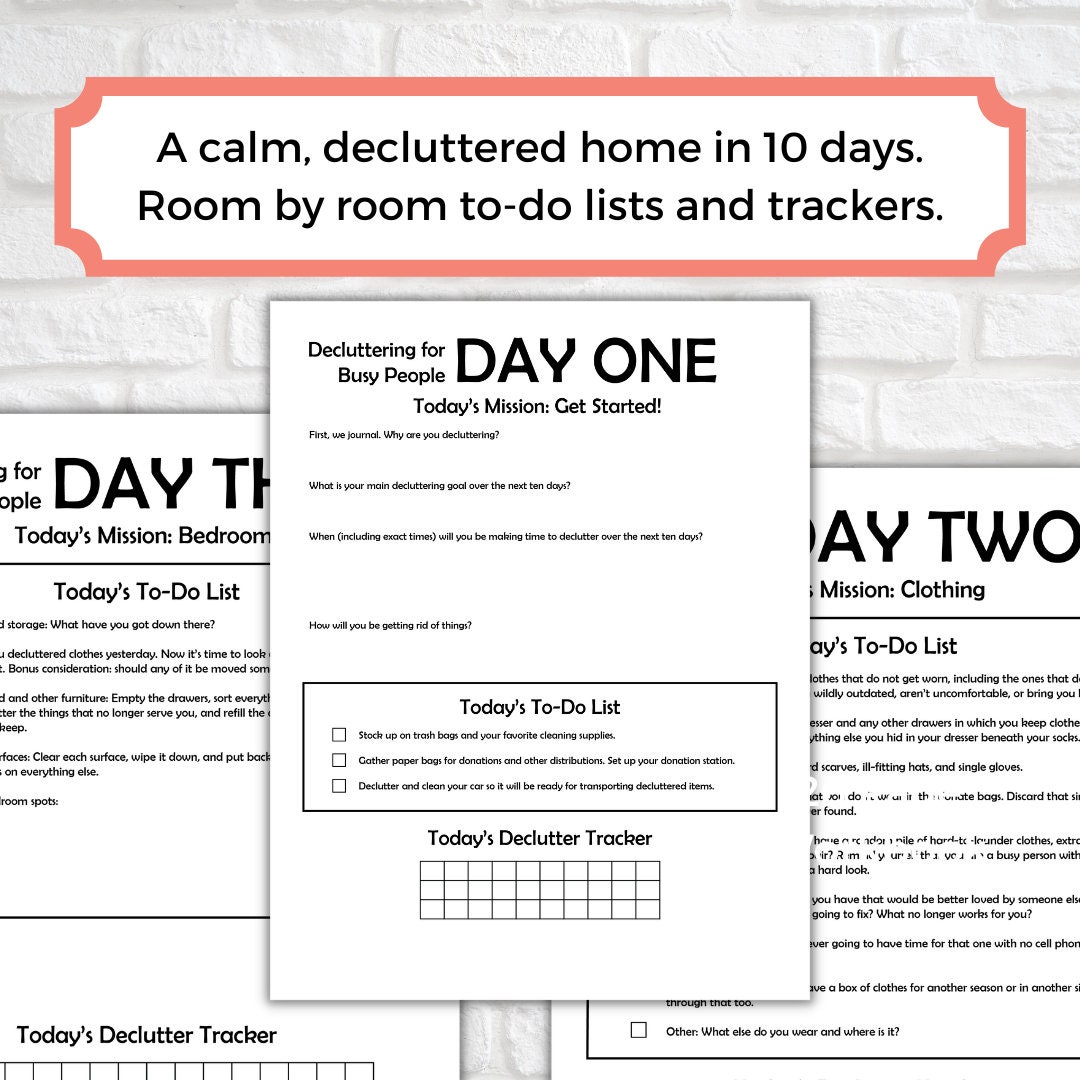 Decluttering for Busy People Downloadable PDF / Decluttering Planner ...