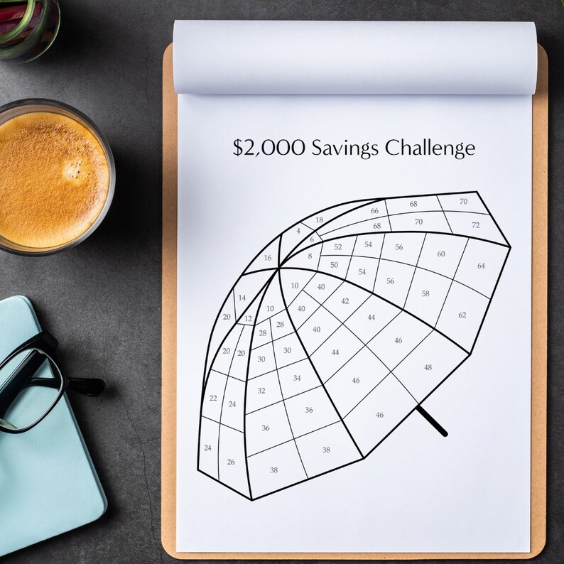 2,000-dollar Savings Challenge Tracker / Umbrella Savings Challenge ...