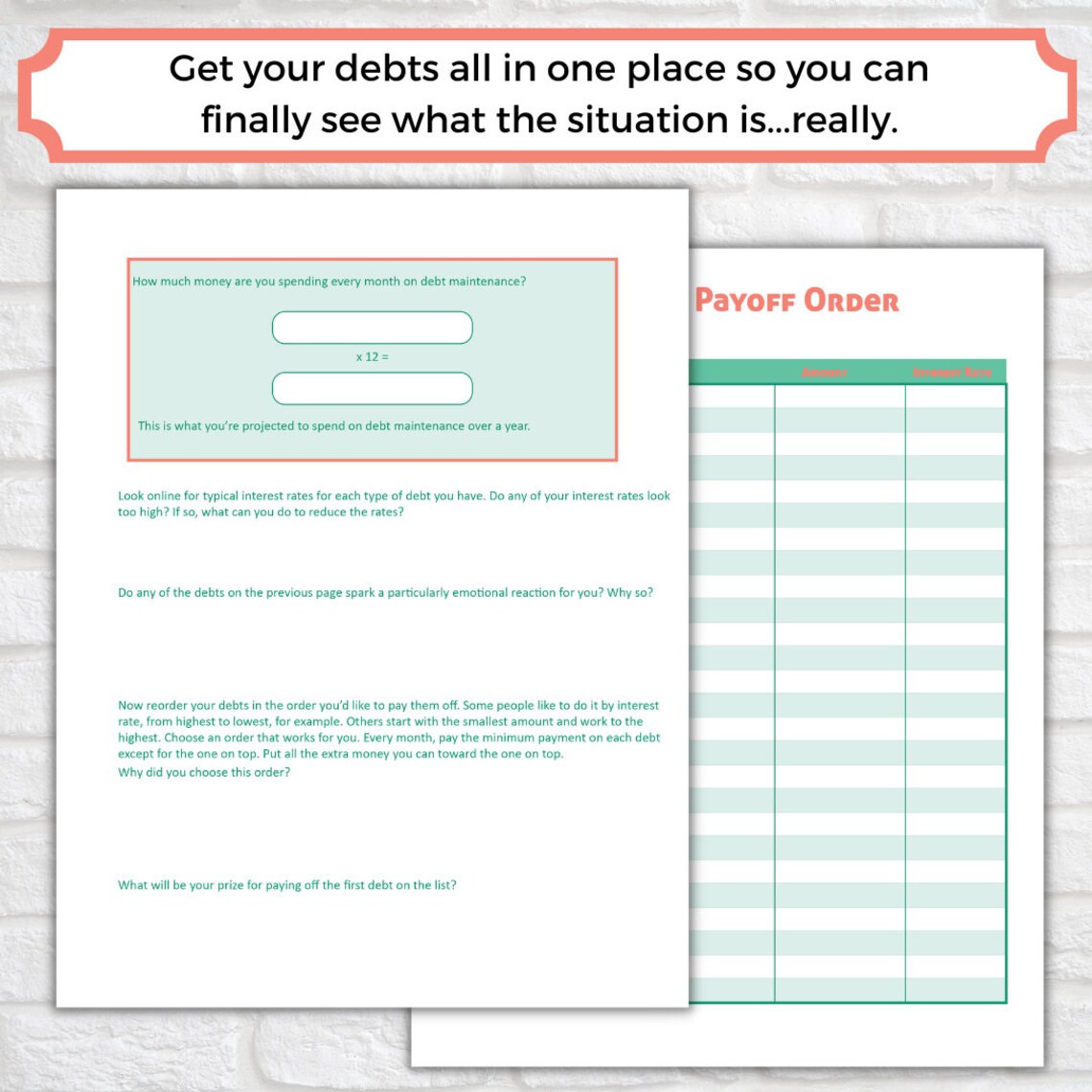 Ultimate Debt Payoff Journal / Printable Debt Trackers Instant Download ...