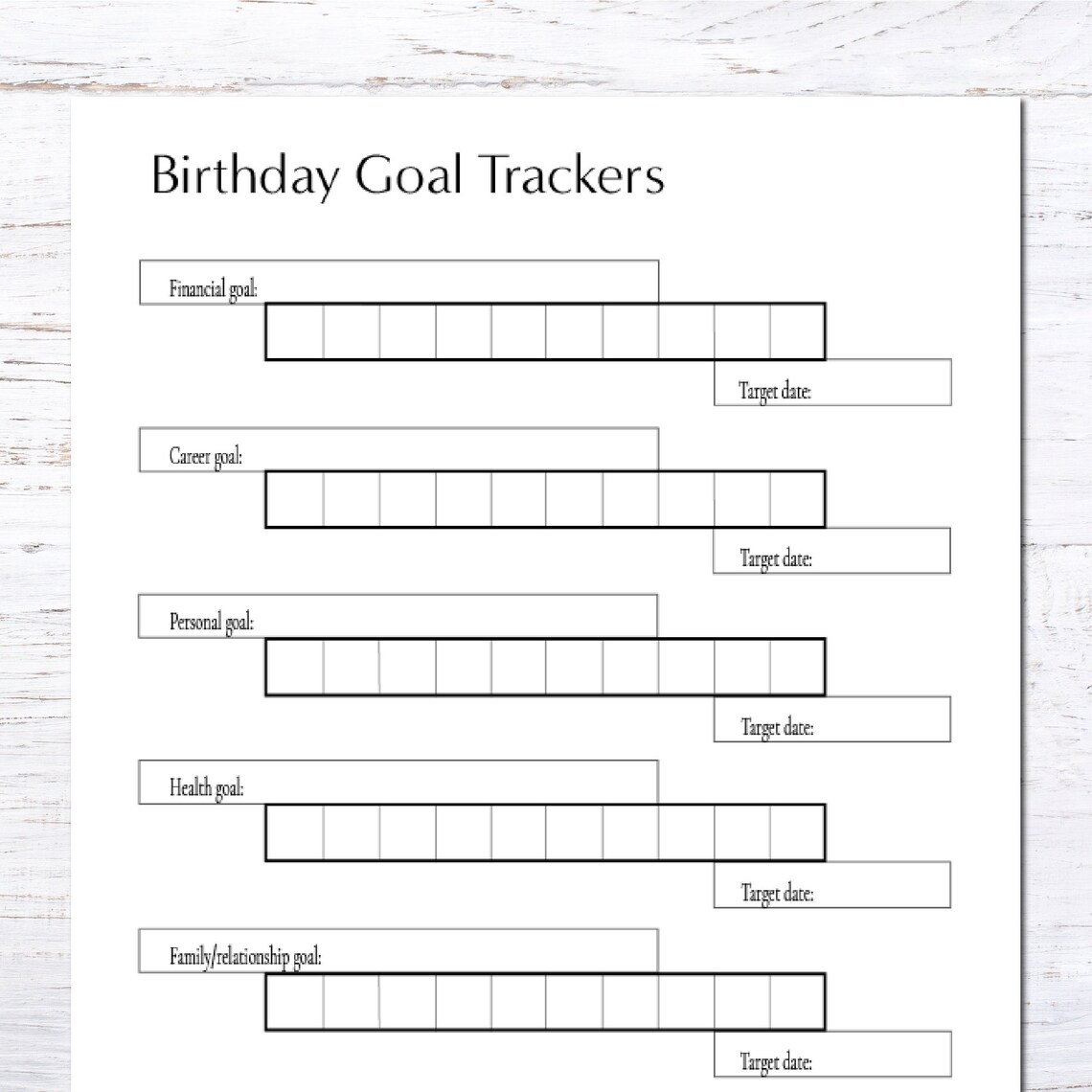 Birthday Goal-setting Workbook: Annual Trackers (instant Download) - Etsy