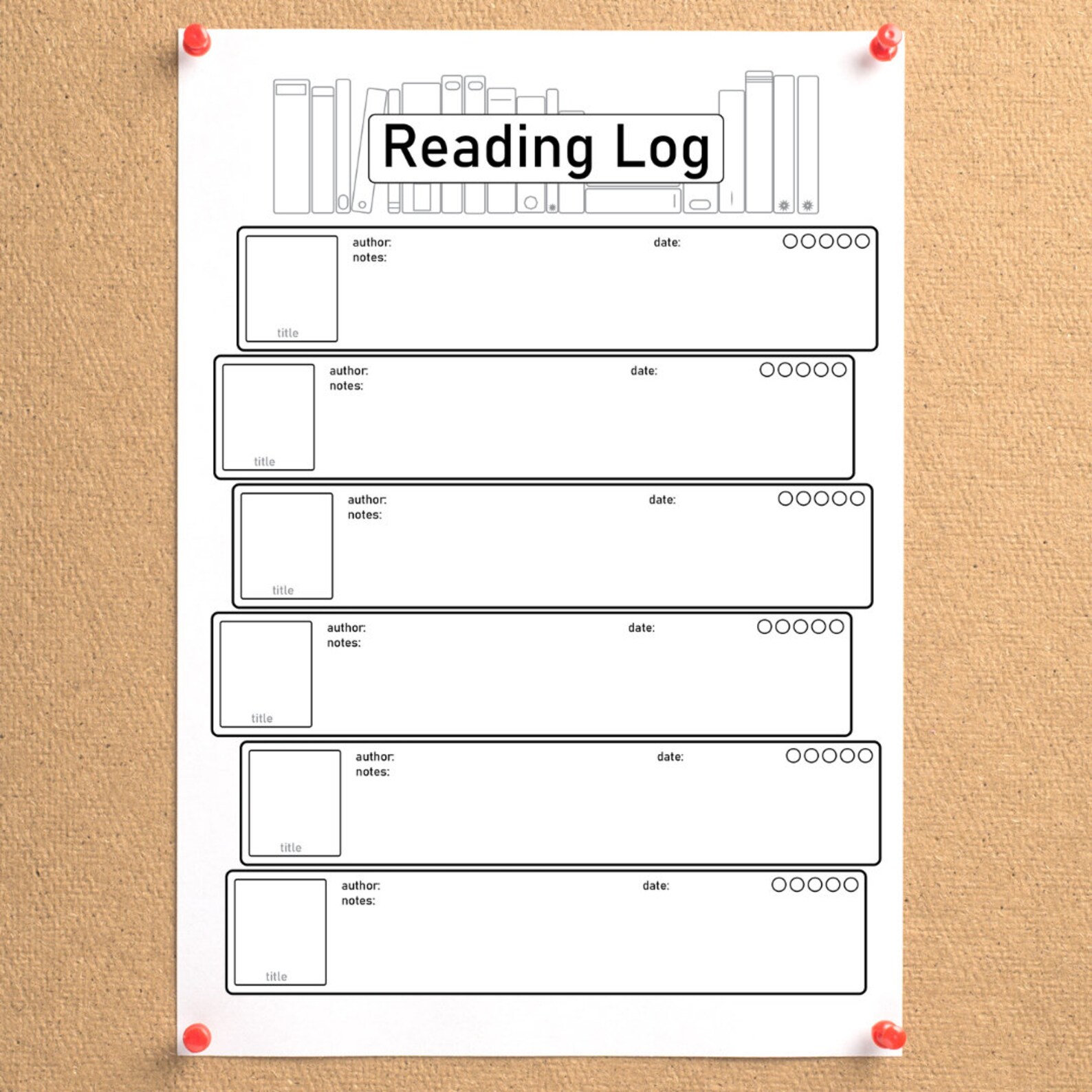 Printable Book Tracker: Reading Log With Rating System (digital ...