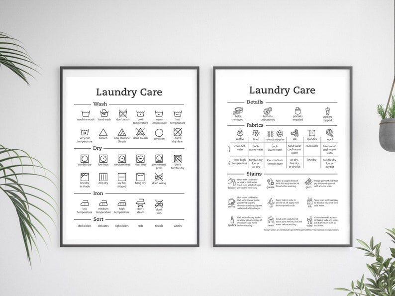 Laundry Symbol Guide Prints: Stain Removal Chart (PDF & SVG ...