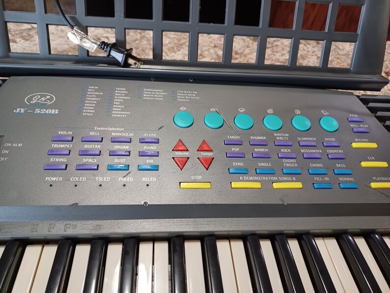 Vintage Electronic Keyboard JY-520B - 1980s Keyboard, Programmed for ...