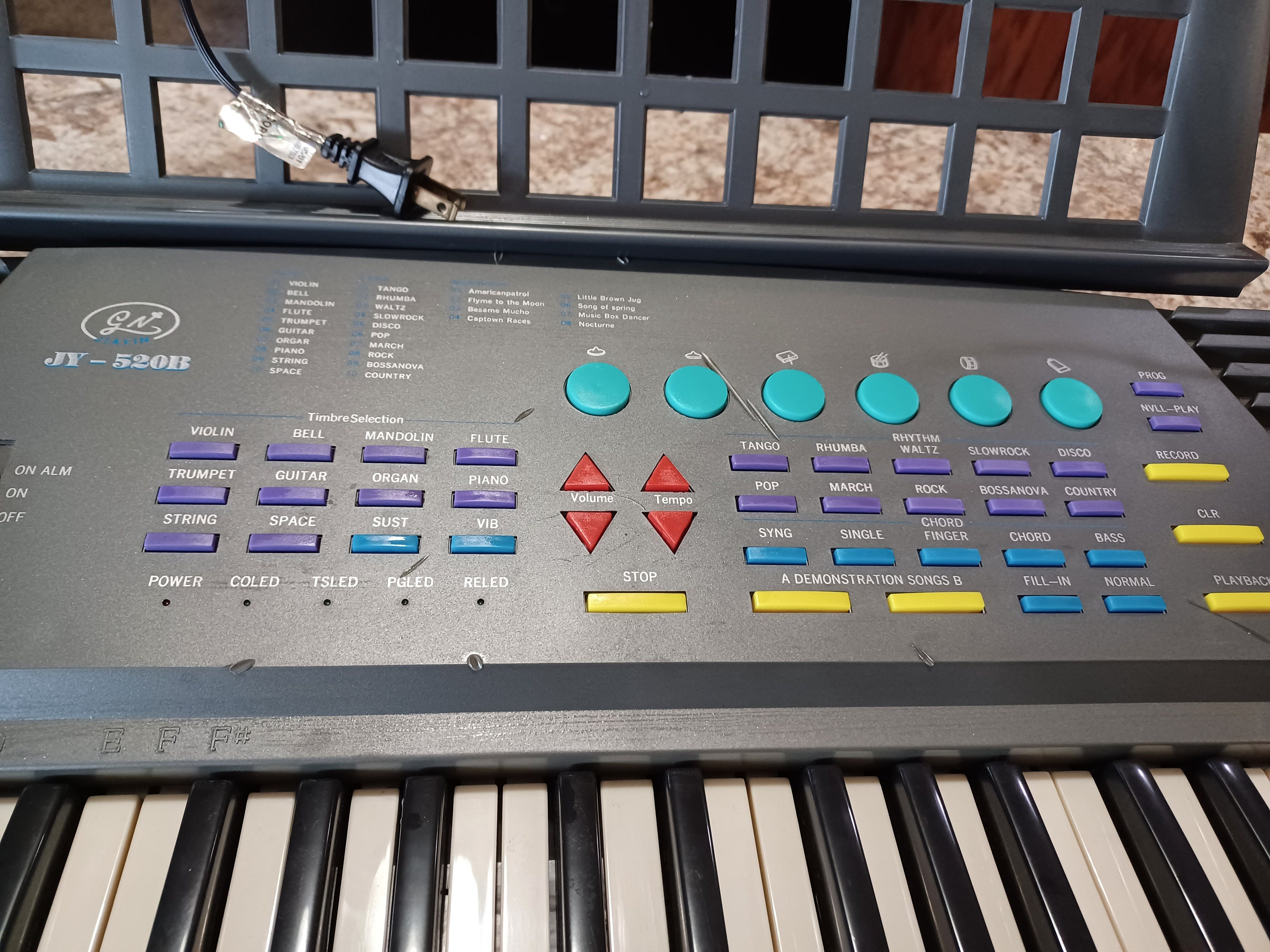 Vintage Electronic Keyboard JY-520B - 1980s Keyboard, Programmed for ...