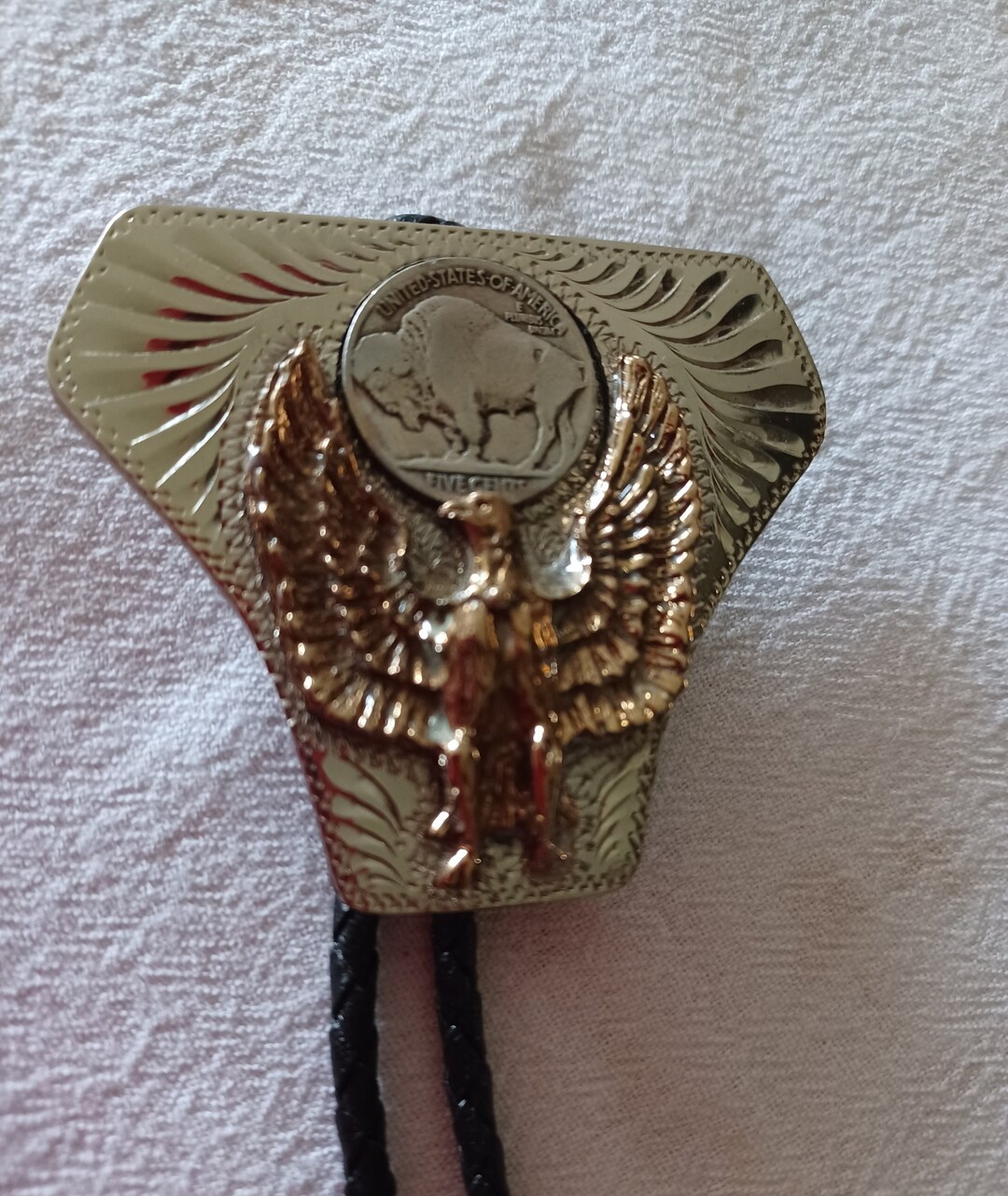 1980s Bolo Tie Eagle With a Buffalo Nickle Rodeo Bolo,cowboy Bolo ...