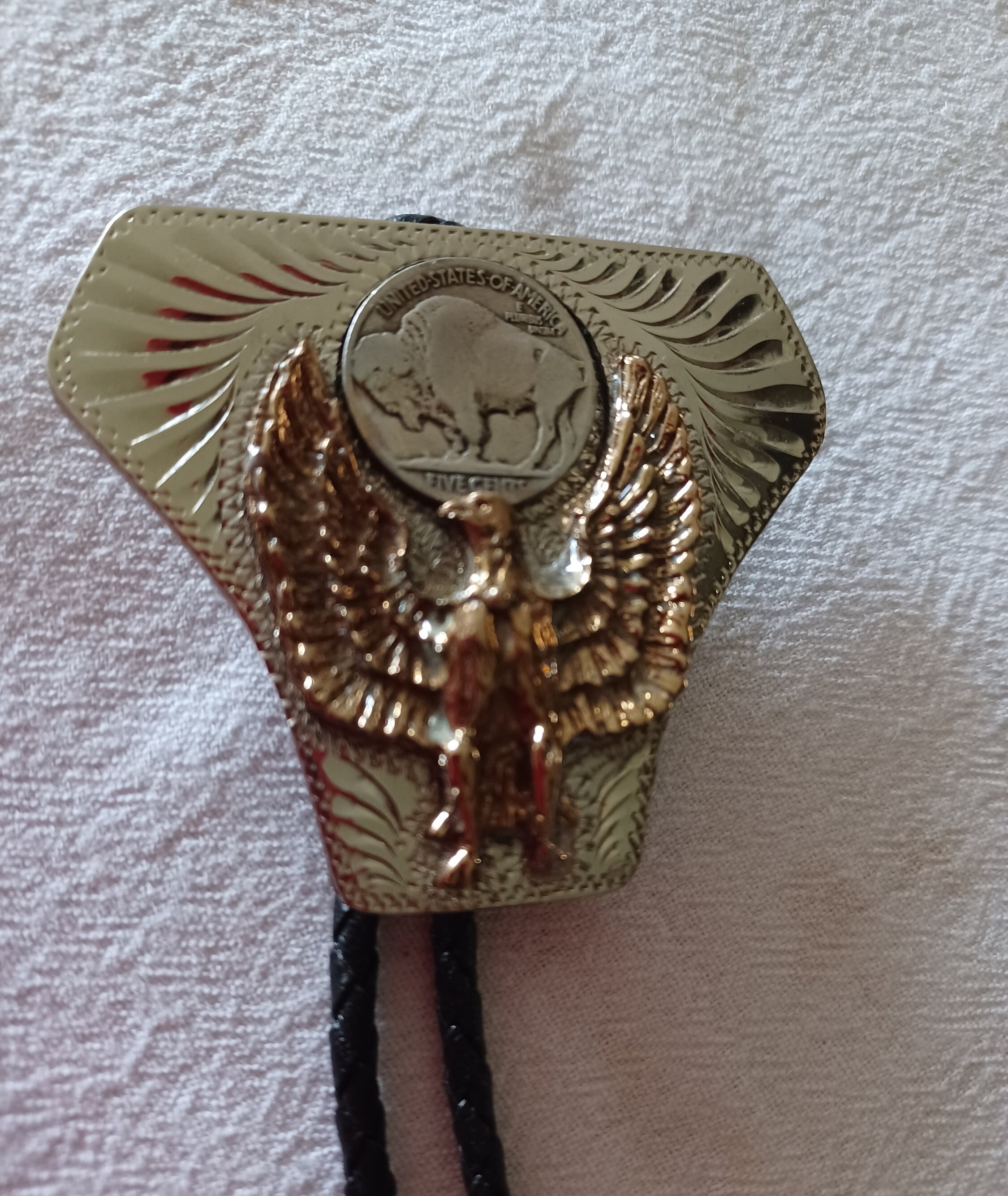 1980s Bolo Tie Eagle With a Buffalo Nickle Rodeo Bolo,cowboy Bolo ...
