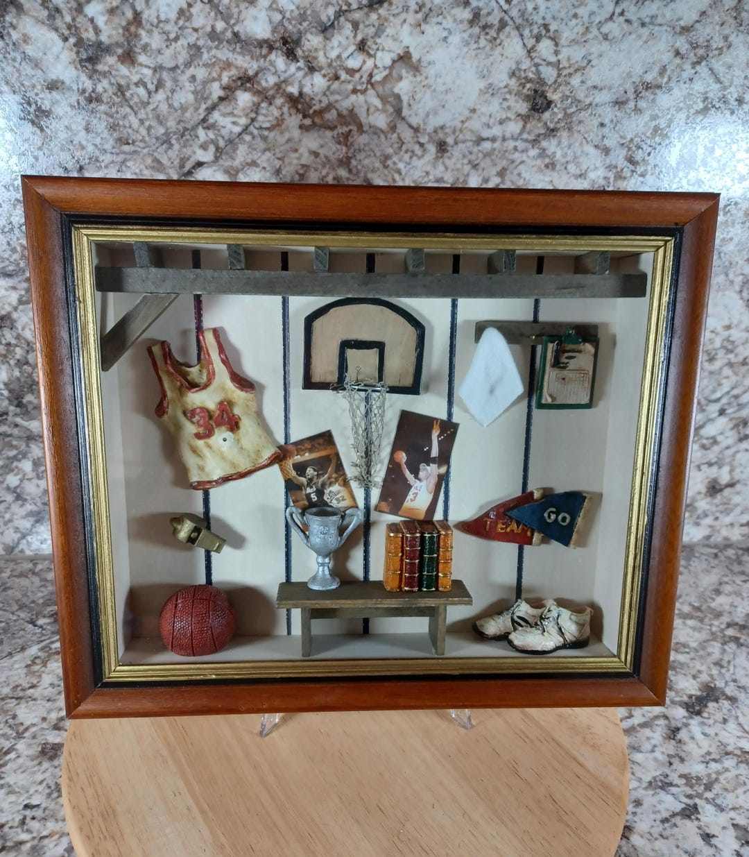 Vintage Basketball Shadow Box, Basketball Memorabilia, Graduation Gift ...