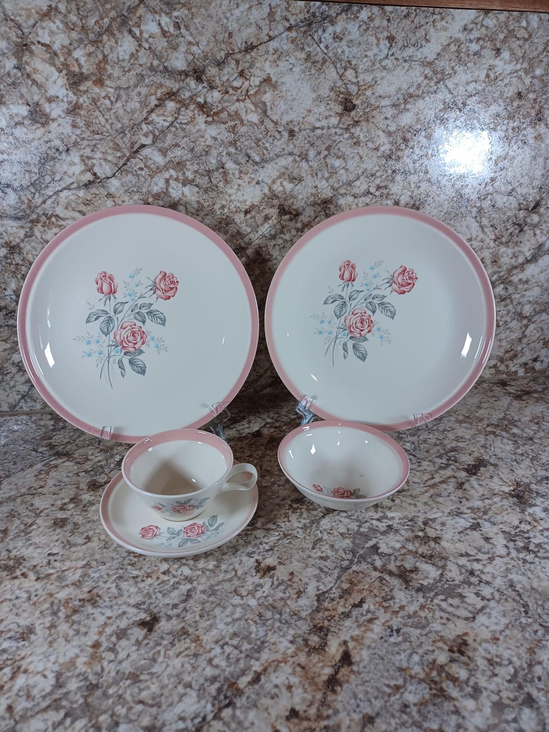 5 Pc Cunningham & Pickett Dinnerware Set, Dixie Rose, 1950s 1960s,rose ...
