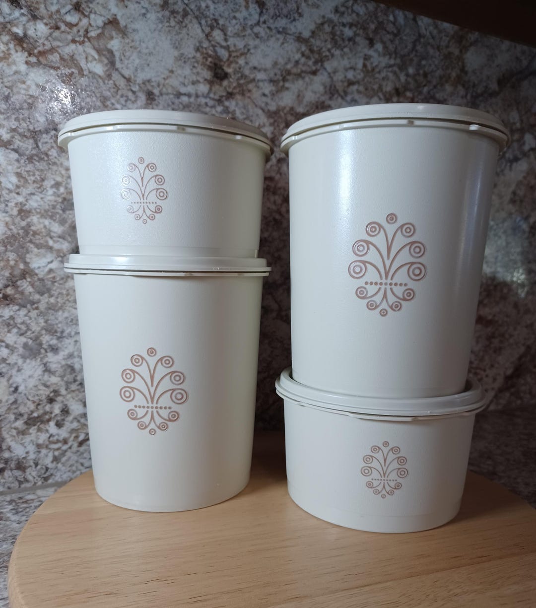 Vintage Tupperware Almond Canisters, Set 4 Canisters With Lids,809-13 ...