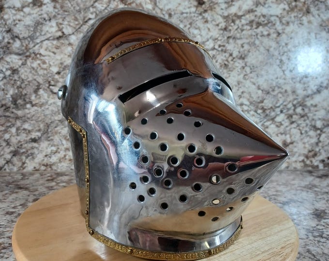 Medieval Hounskull Helmet, 18 Gauge Steel,pig Face Bascinet With Klappvisor, Knight Armor,gift ...