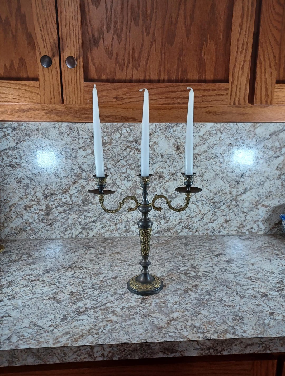 Vintage Brass Candelabra, Small Candelabra, Holds 3 Candles, Mcm,bo-ho ...