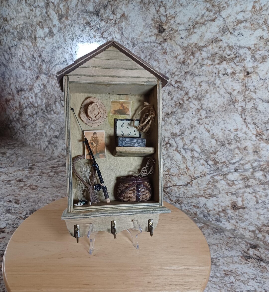 Vintage Fishing Shadow Box, Fishing Memorabilia, Graduation Gift, Bo-ho ...
