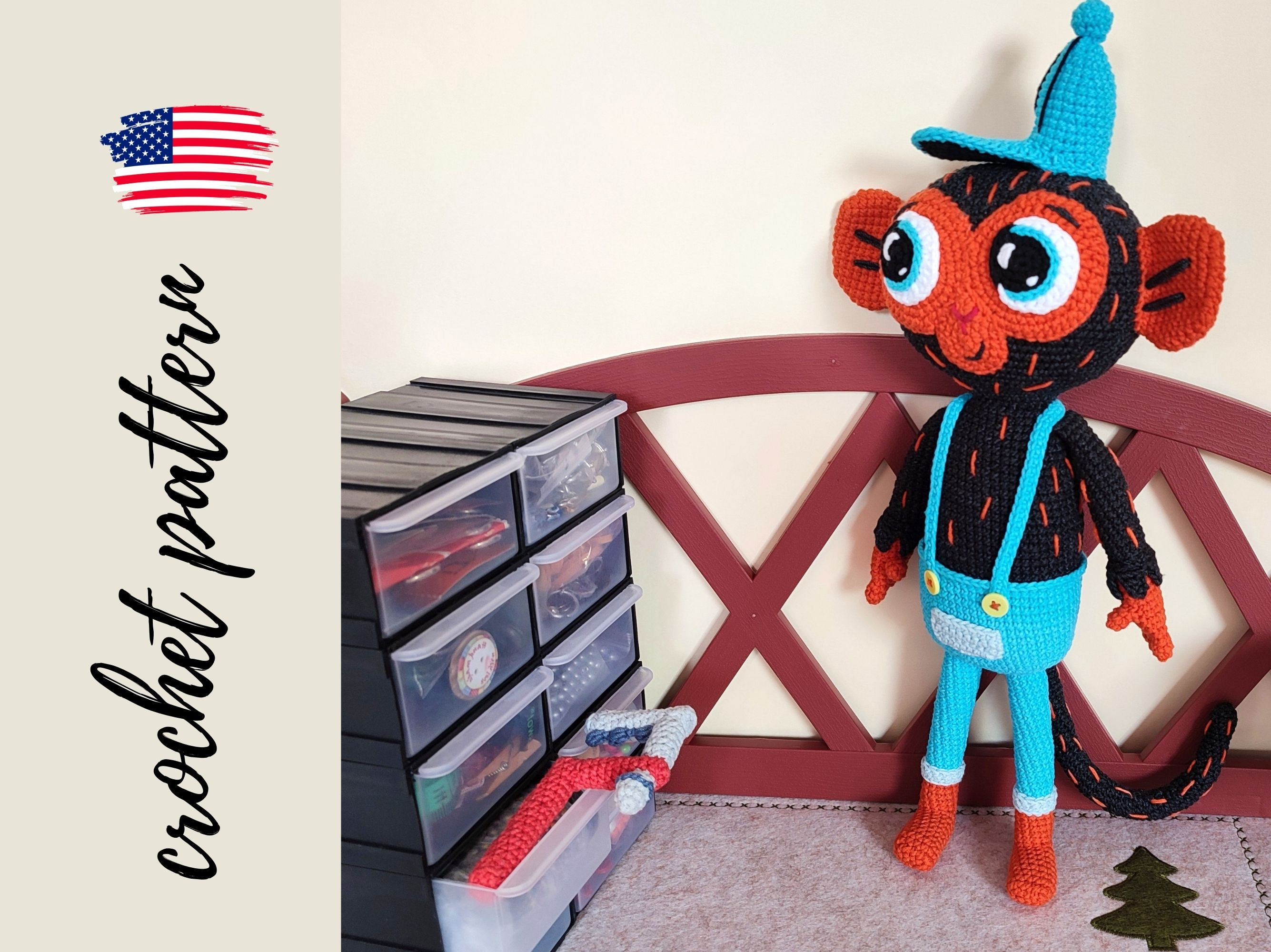 Mr. Monkey Mechanic Crochet Pattern: Amigurumi Toy (PDF File) - Etsy