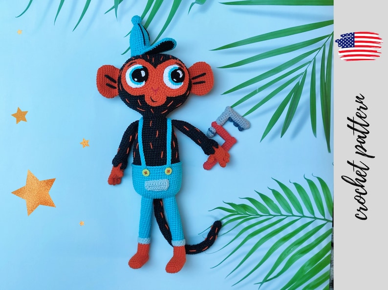 Mr. Monkey Mechanic Crochet Pattern: Amigurumi Toy (PDF File) - Etsy