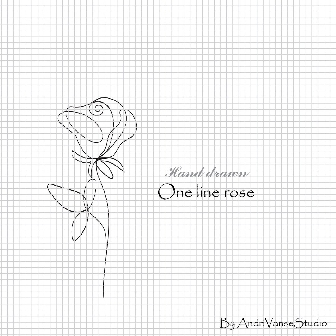 Hand Drawn Line Art Rose - Etsy
