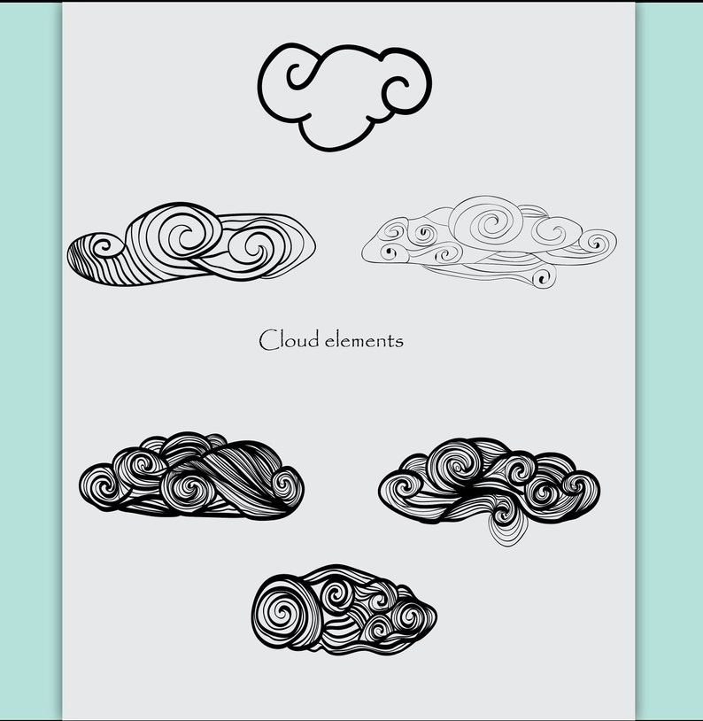 Hand Drawn Celestial Line Art Elements - Etsy