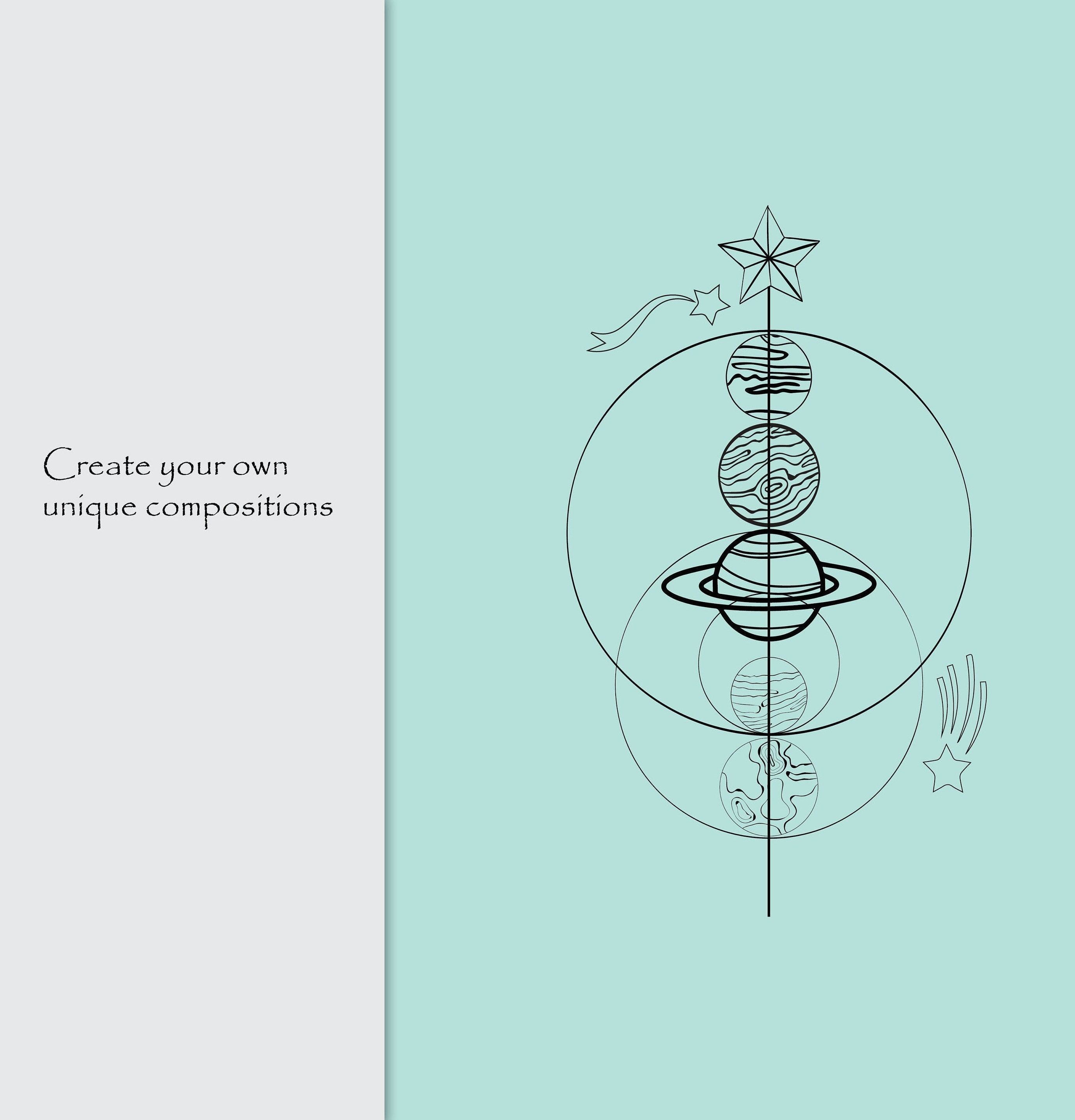 Hand Drawn Celestial Line Art Elements - Etsy