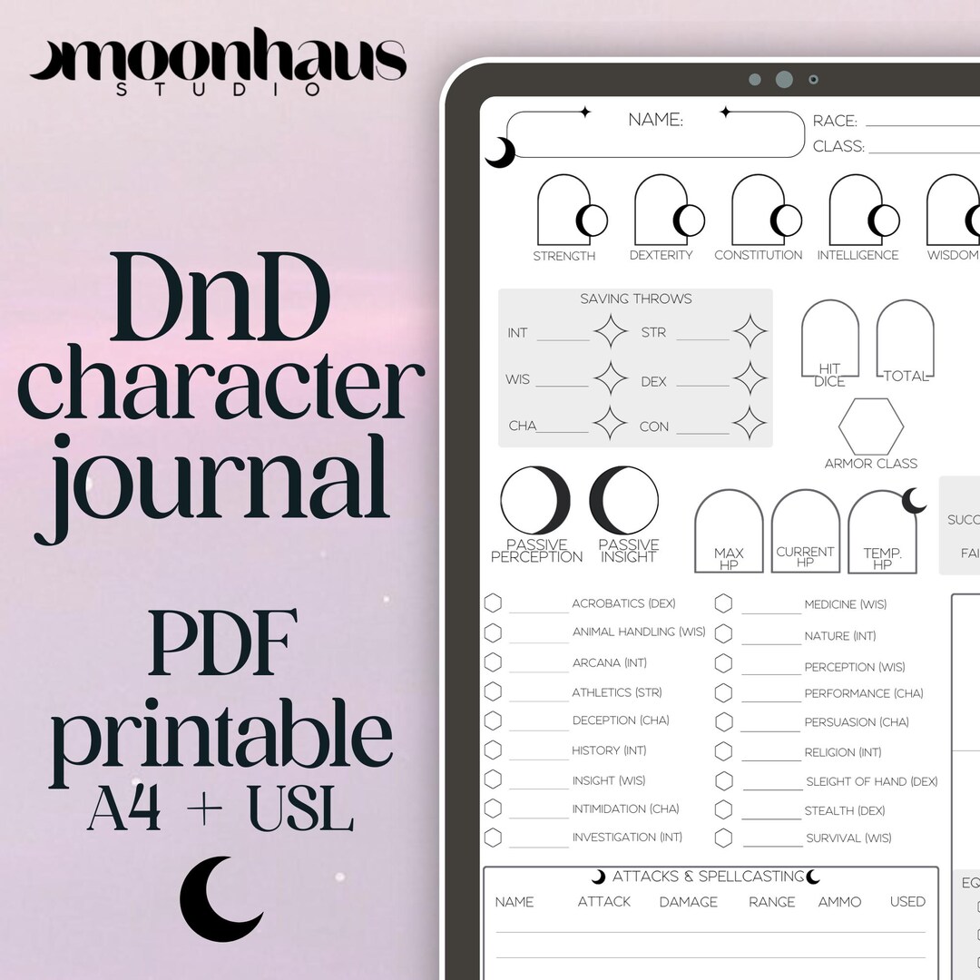Dnd 5e Character Sheet Journal | Printable Download Dungeons and ...