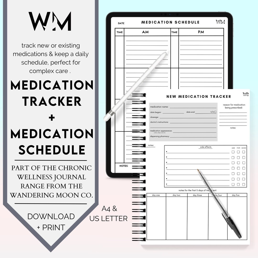 Medication Tracker & Schedule Journal Pages Download Digital - Etsy