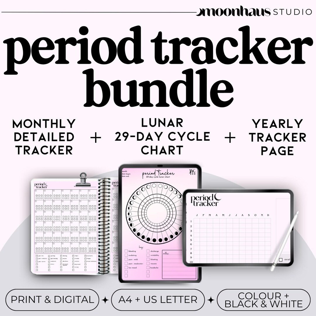 Period Tracker Set: Monthly and Yearly for Endo, PCOS, Ovulation ...