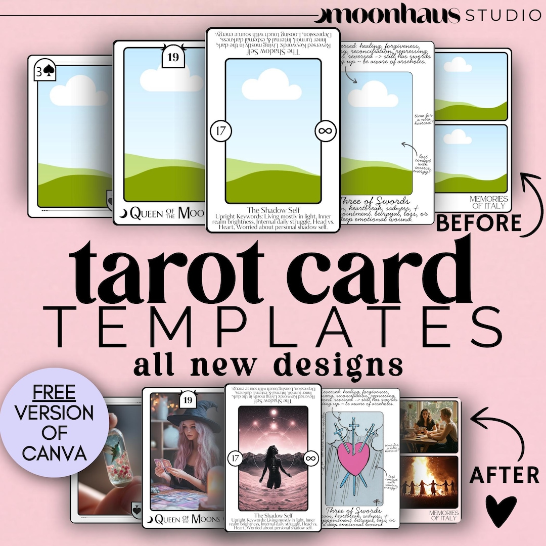 DIY Tarot Card Template: Printable Oracle & Affirmation Cards (canva ...