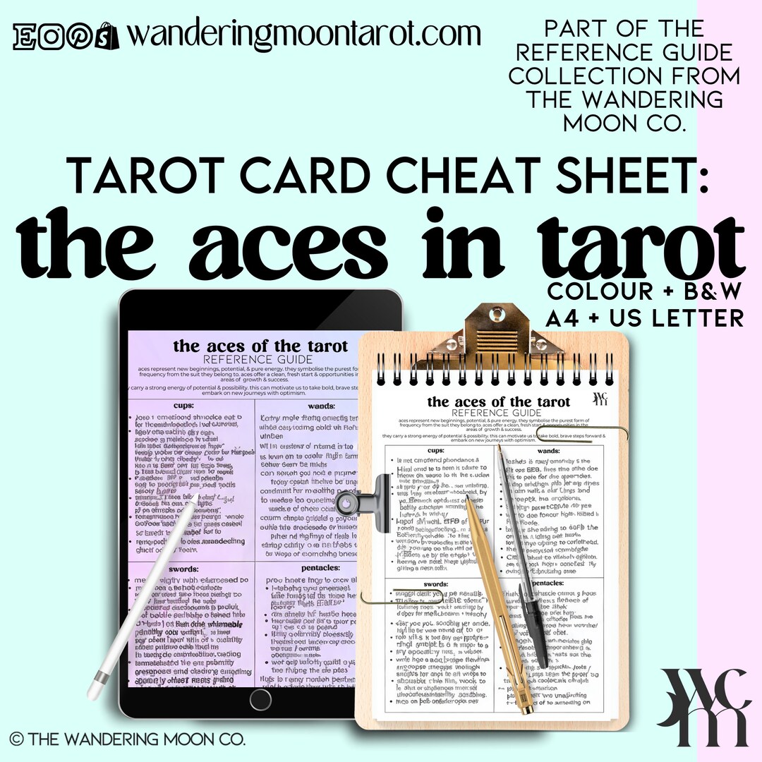 Tarot cheat sheet guide: the aces ace cards printable - Etsy France