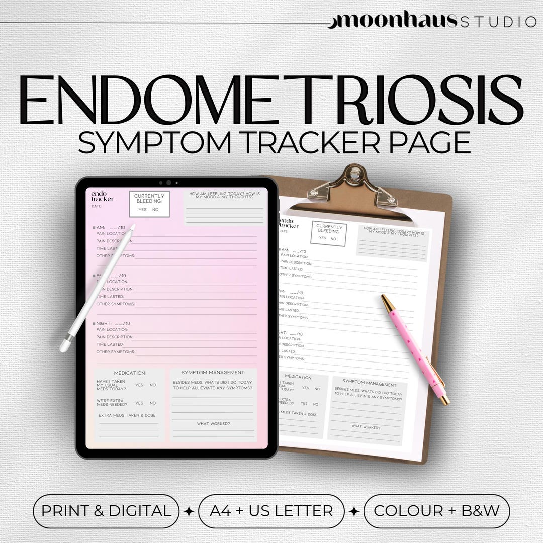 Endometriosis Endo Symptom Tracker: Chronic Pain & Illness, Digital ...
